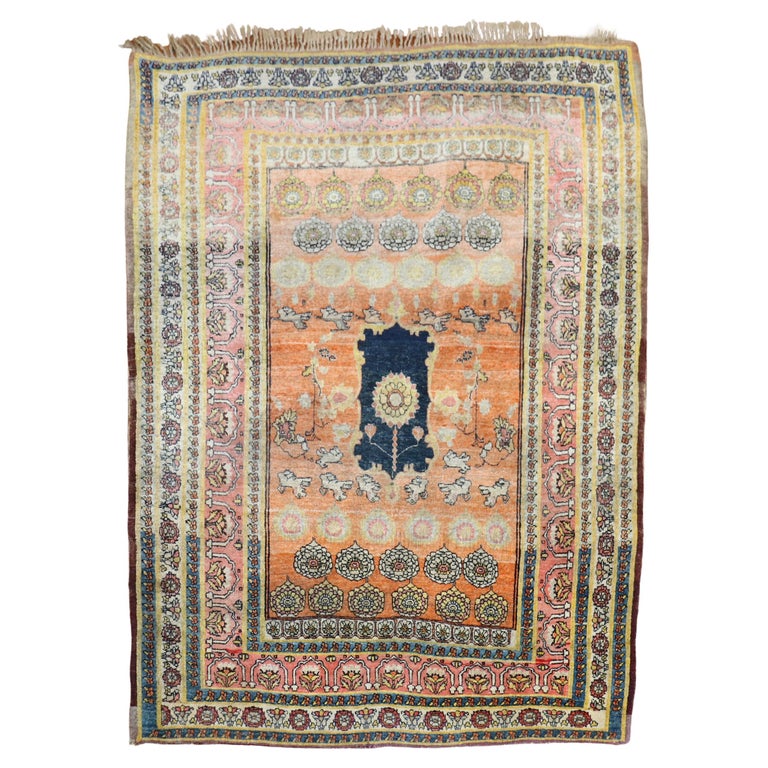 Hadji Jalili Tabriz Puppy Pictorial Animal Collector Rug For Sale at ...