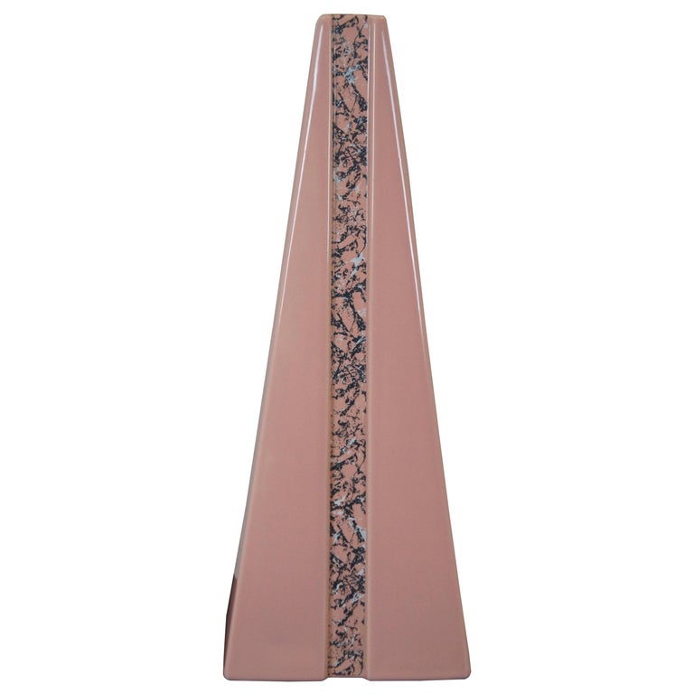 Haegar Pottery Art Deco Style Pink Ceramic Pyramid Mantel Vase Urn ...