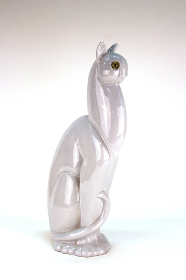 Haeger Ceramic Cat with Glass Eye at 1stDibs