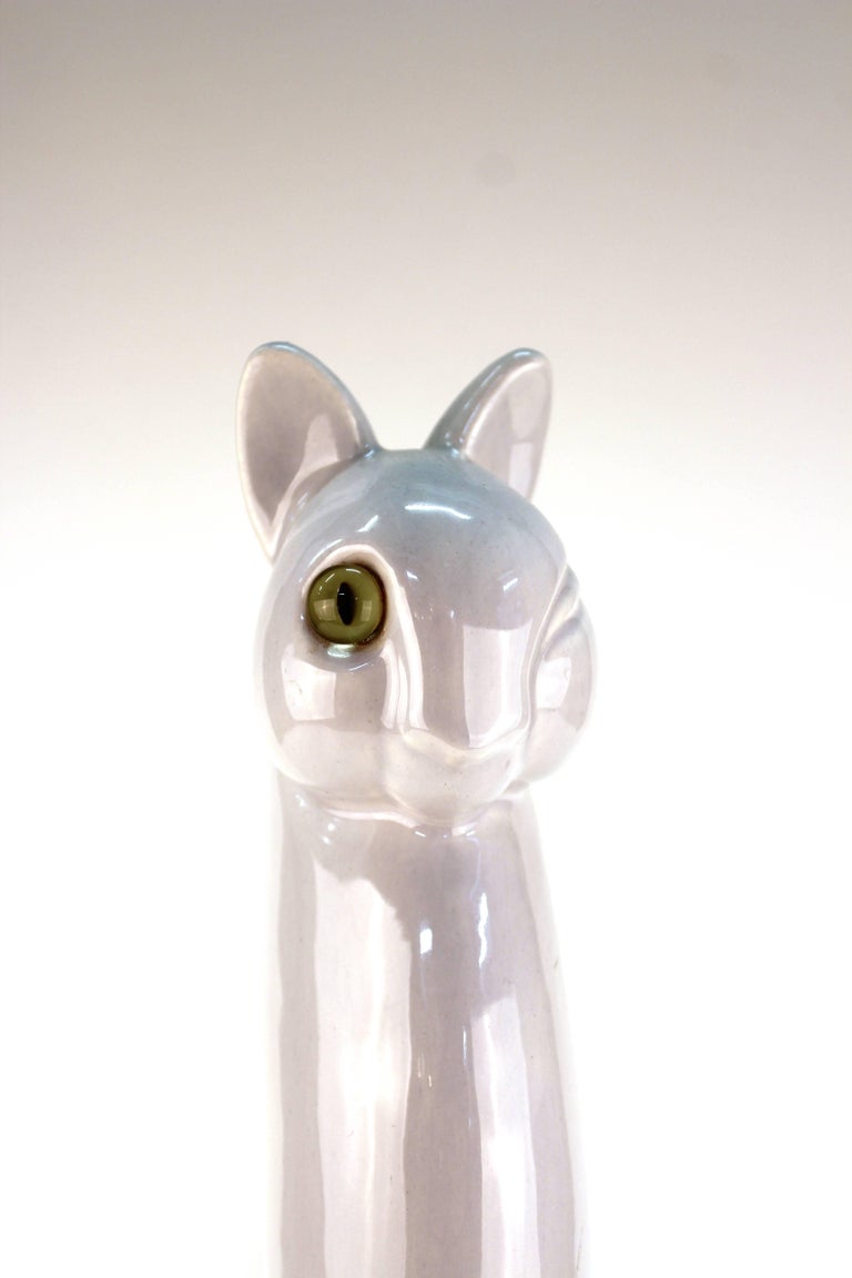 Haeger Ceramic Cat with Glass Eye at 1stDibs