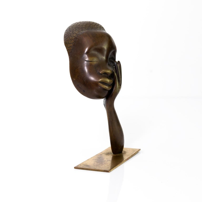 Hagenauer Bronze Sculpture of a Female Face with Arm and Hand Vienna ...