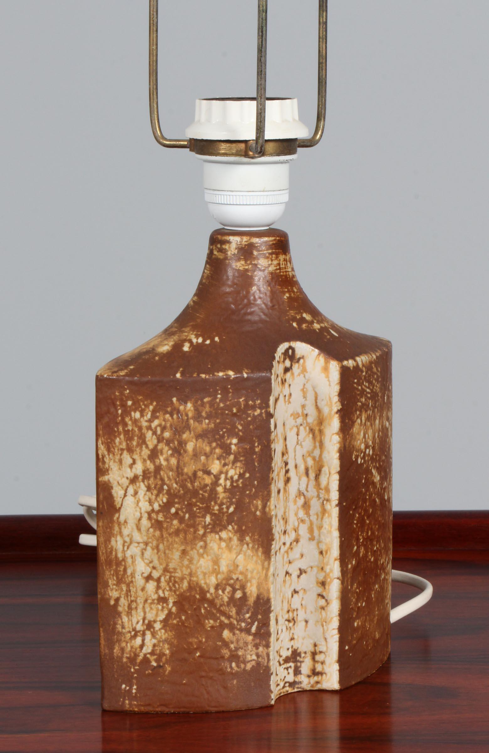 Haico Nitzsche for Danish Soholm Sculptural Brown Stoneware Lamp, 1970s ...
