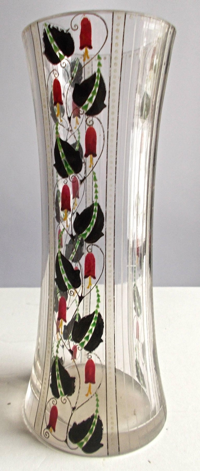 Haida Secessionist Wiener Werkstatte Hand-Painted Glass Vase For Sale ...