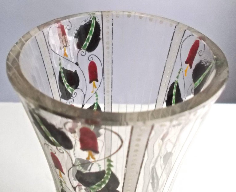 Haida Secessionist Wiener Werkstatte Hand-Painted Glass Vase For Sale ...
