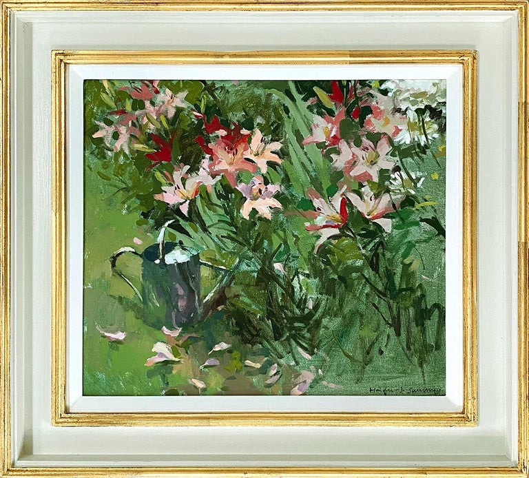 Haidee-Jo Summers - Pink Lillies and Watering Can For Sale at 1stDibs