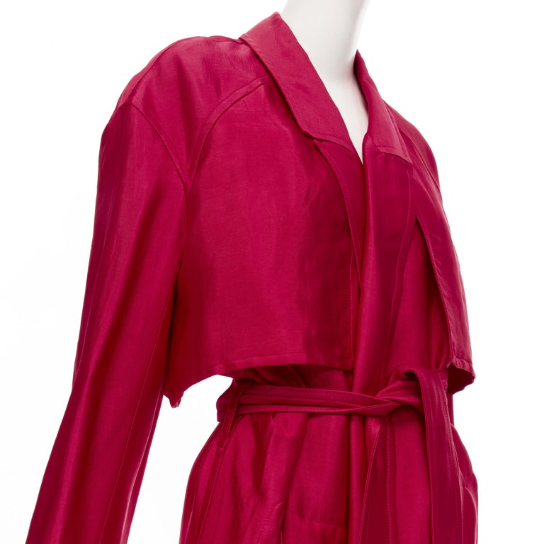 HAIDER ACKERMANN Fuschia pink linen rayon flap layered robe coat FR34 ...