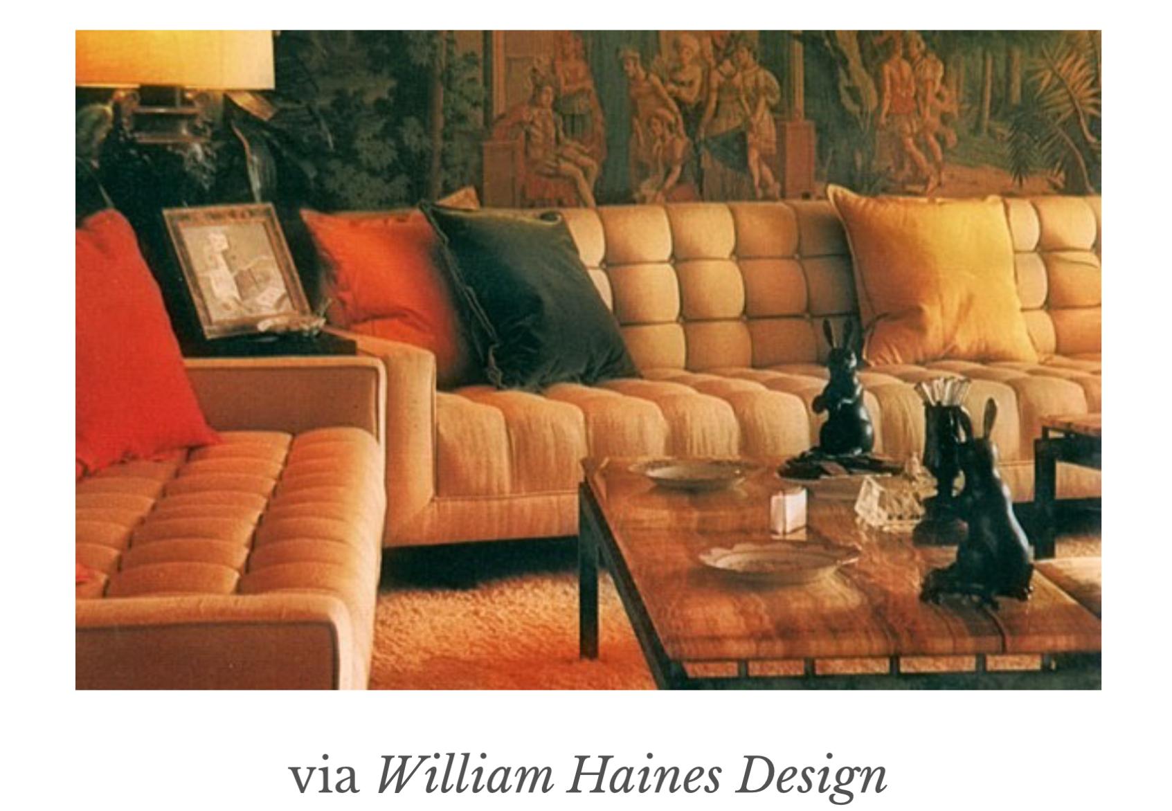 Haines Tufted Sofa, Beige Mohair, William (Billy) Haines Designs, labelled, USA. For Sale at 1stDibs