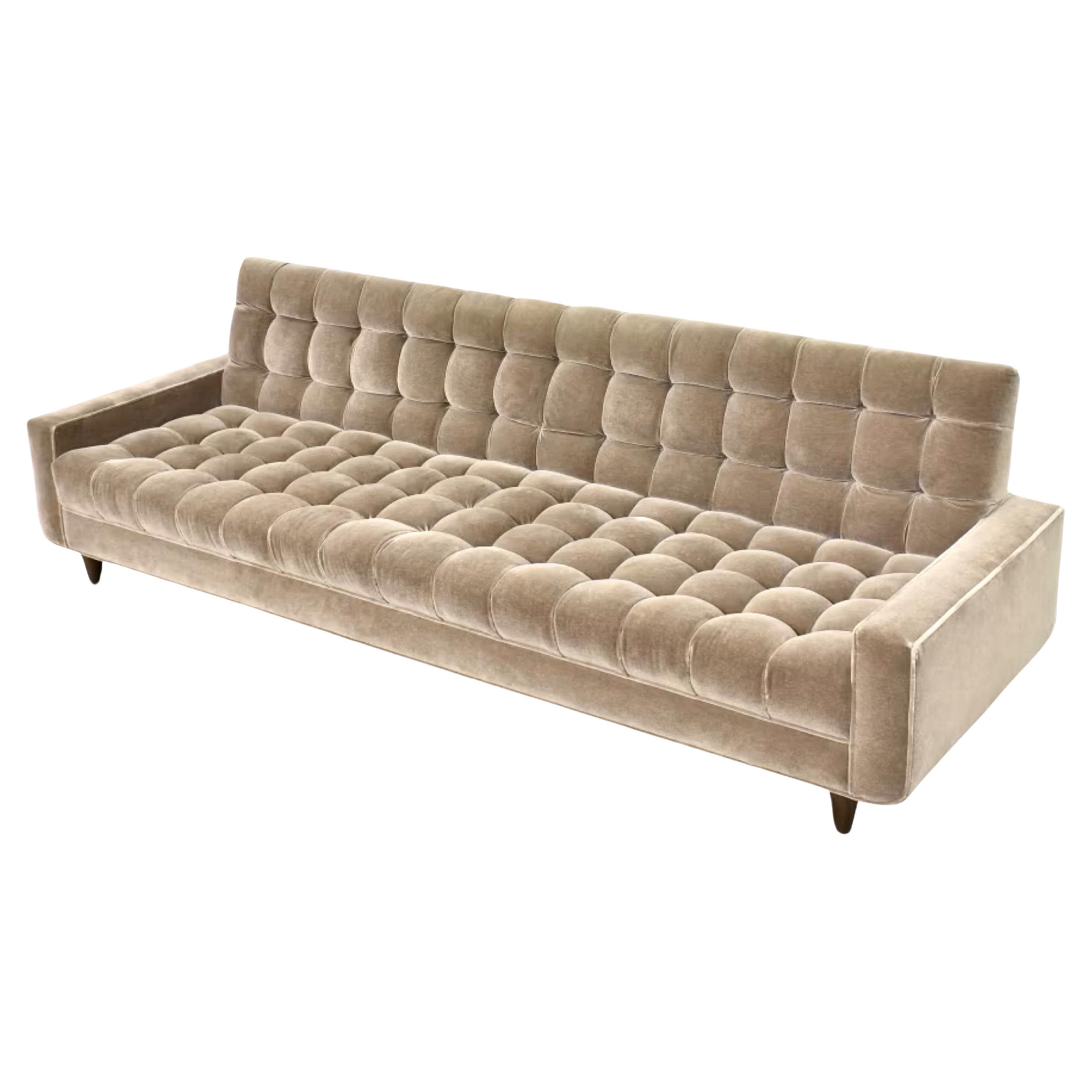 Haines Tufted Sofa, Beige Mohair, William (Billy) Haines Designs, labelled, USA. For Sale at 1stDibs