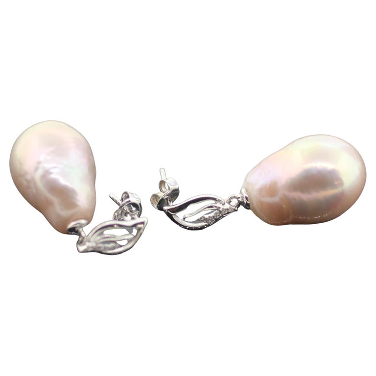 Hakimoto By Jewel Of Ocean 18k White Gold Diamond Baroque Pearl ...