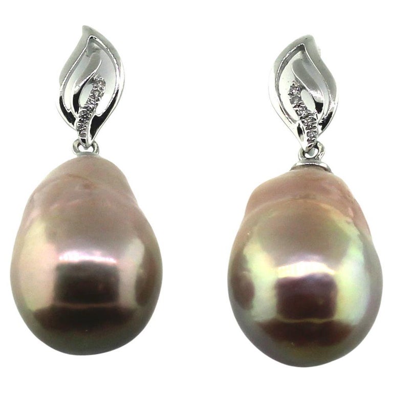 Hakimoto By Jewel Of Ocean 18k White Gold Diamond Baroque Pearl ...