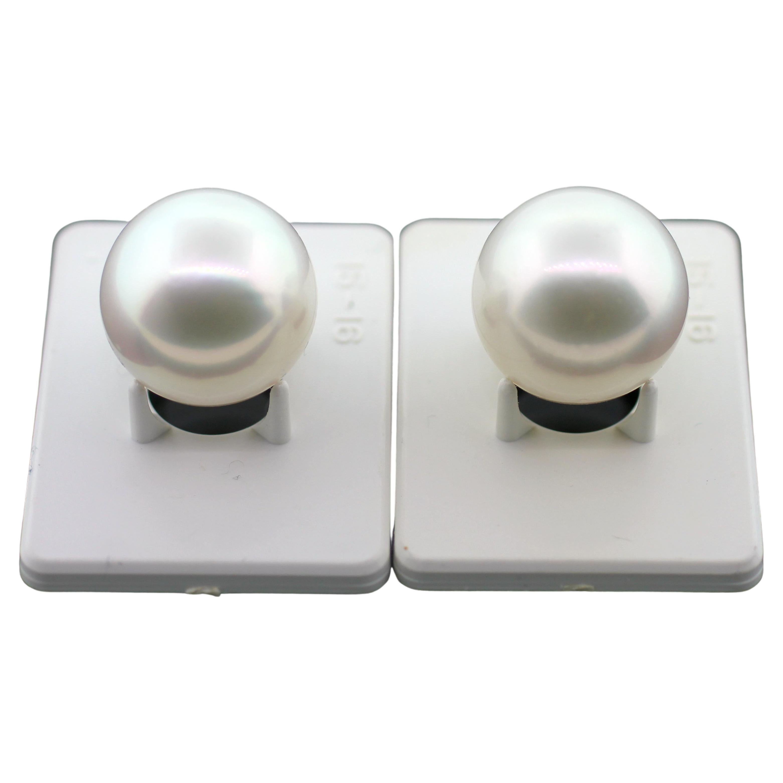 Hakimoto By Jewel Of Ocean Pair of 18 mm White Round Australian South ...