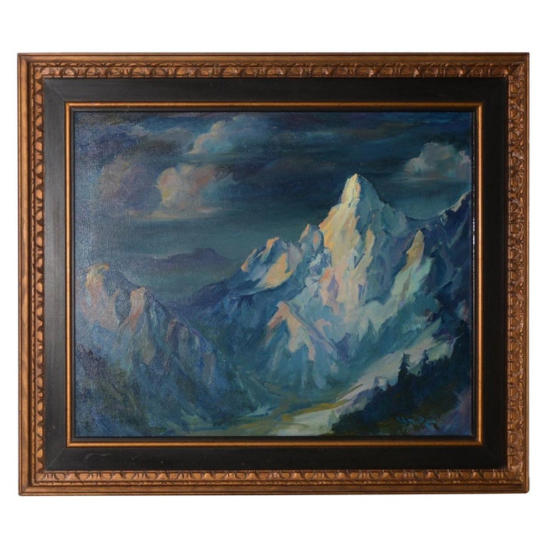 Hal Reed Western Mountain Landscape Oil Painting, circa 1950 at 1stDibs