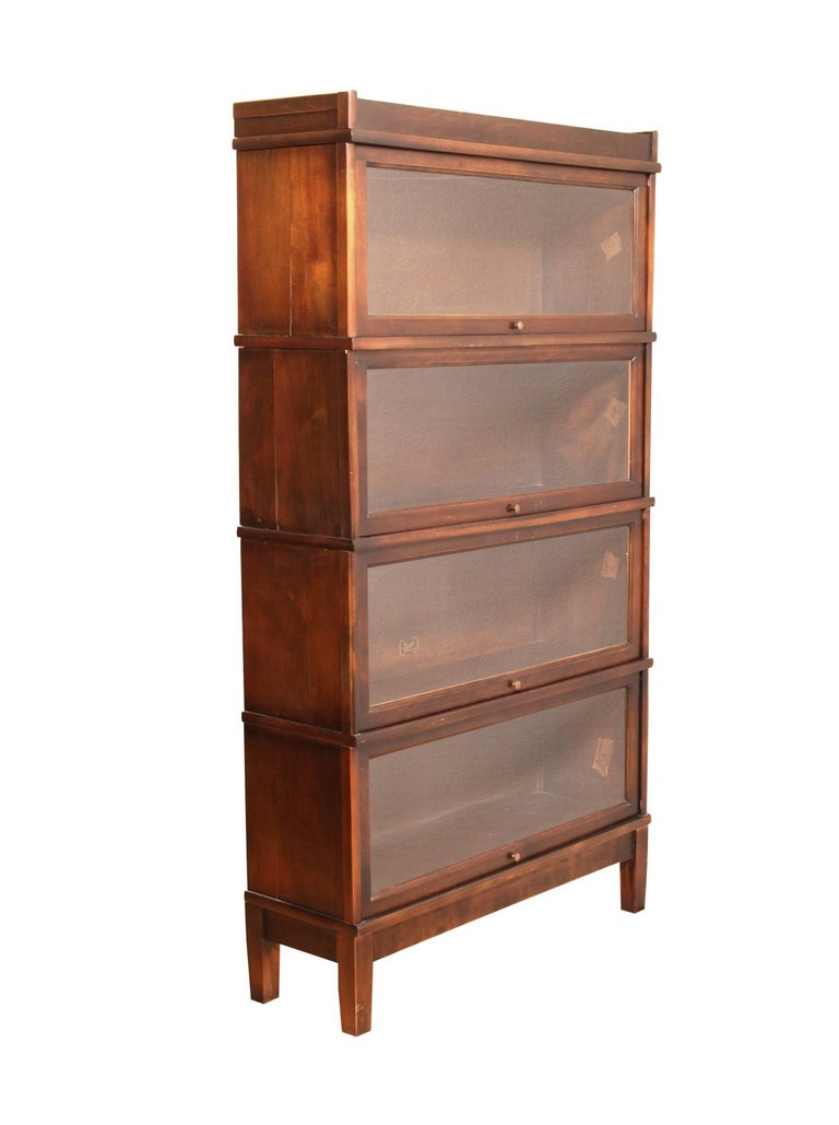 Hale Four-Tier Solid Wood Sectional Barrister Bookcase Glass Doors ...