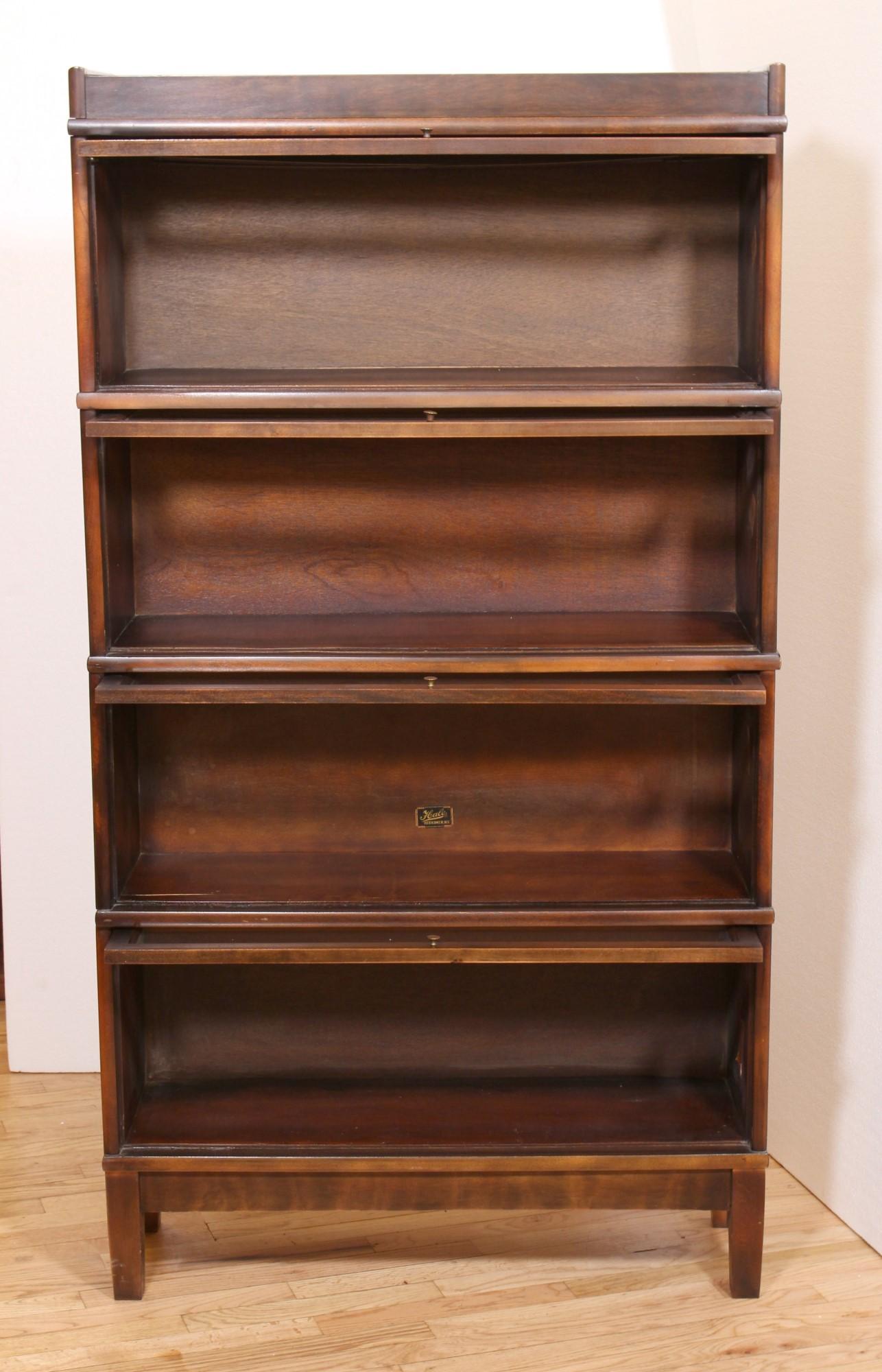 Hale Four-Tier Solid Wood Sectional Barrister Bookcase Glass Doors ...