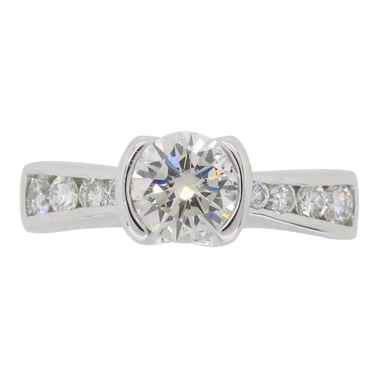 Half-Bezel Set Round Diamond Engagement Ring at 1stDibs | half bezel ...