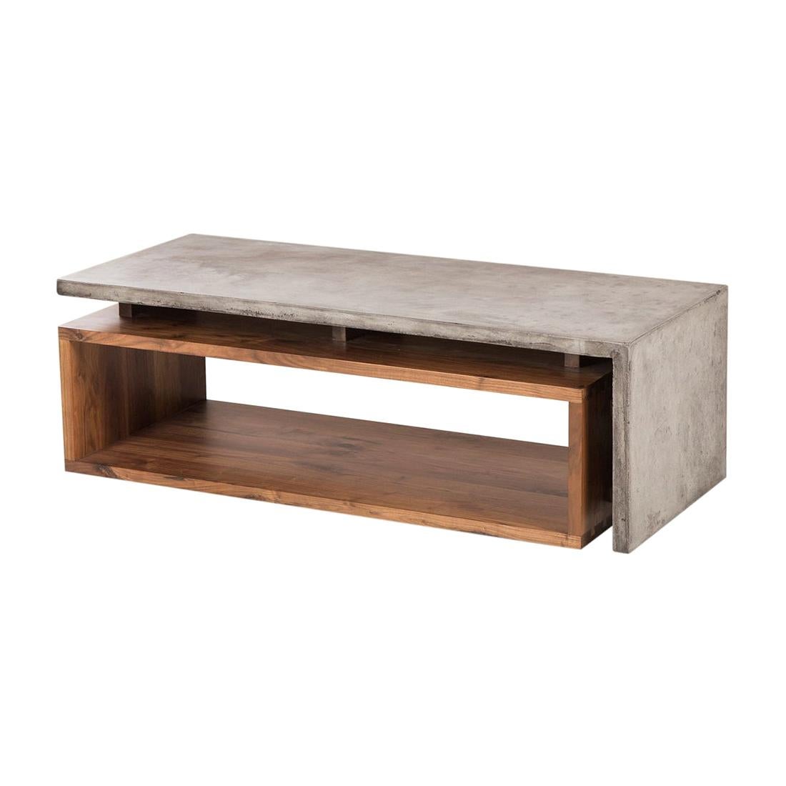 Half Concrete Coffee Table at 1stDibs | wood and concrete coffee table ...