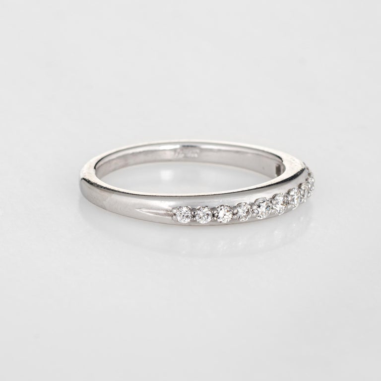 Half Diamond Platinum Band Estate Stacking Ring Wedding Jewelry Stacker ...
