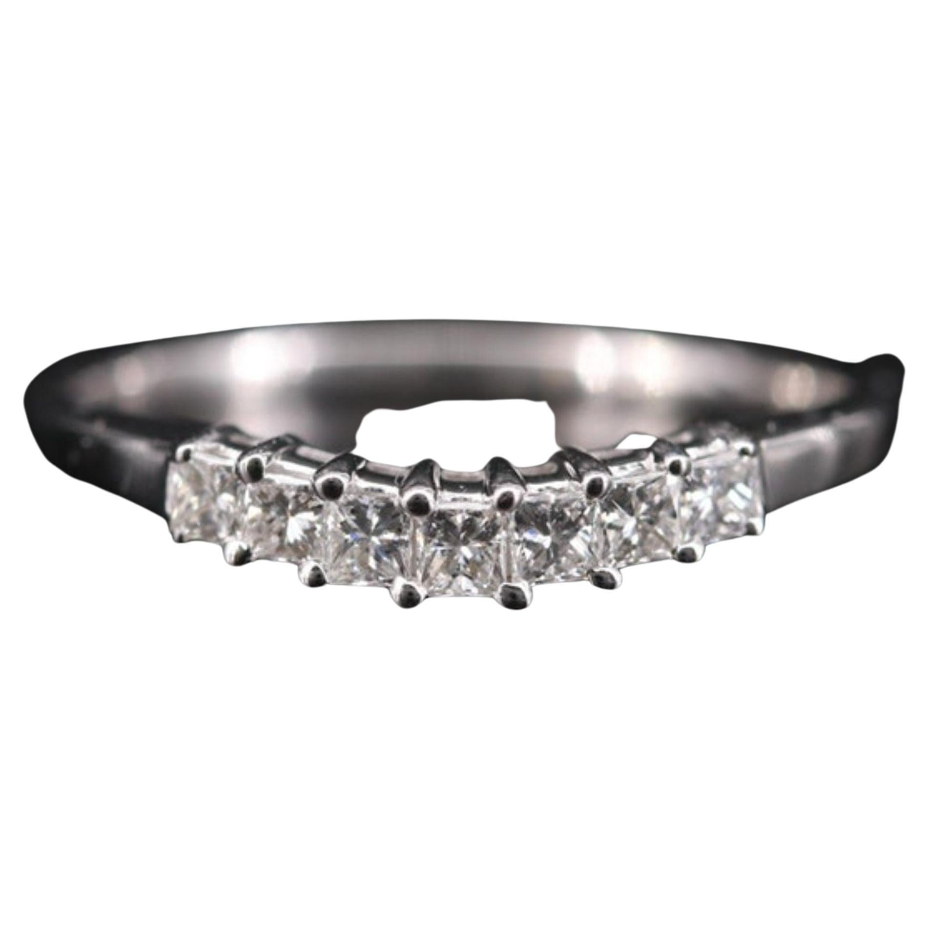 Customizable Three Band Princess Cut Diamond Engagement Ring, Bridal ...