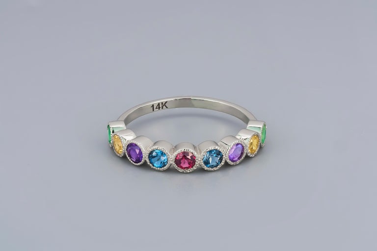 Customizable Half Eternity Ring with Natural Gemstones For Sale at 1stDibs