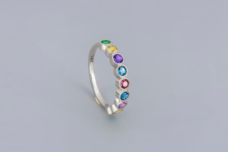 Customizable Half Eternity Ring with Natural Gemstones For Sale at 1stDibs