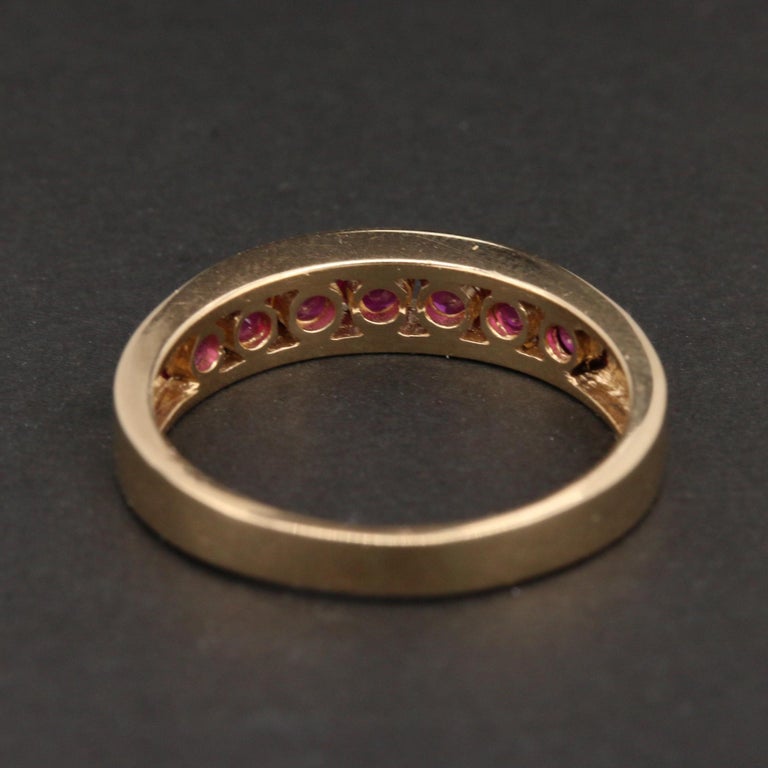 Customizable Half Eternity Ruby Bridal Wedding Band, Minimalist Ruby ...