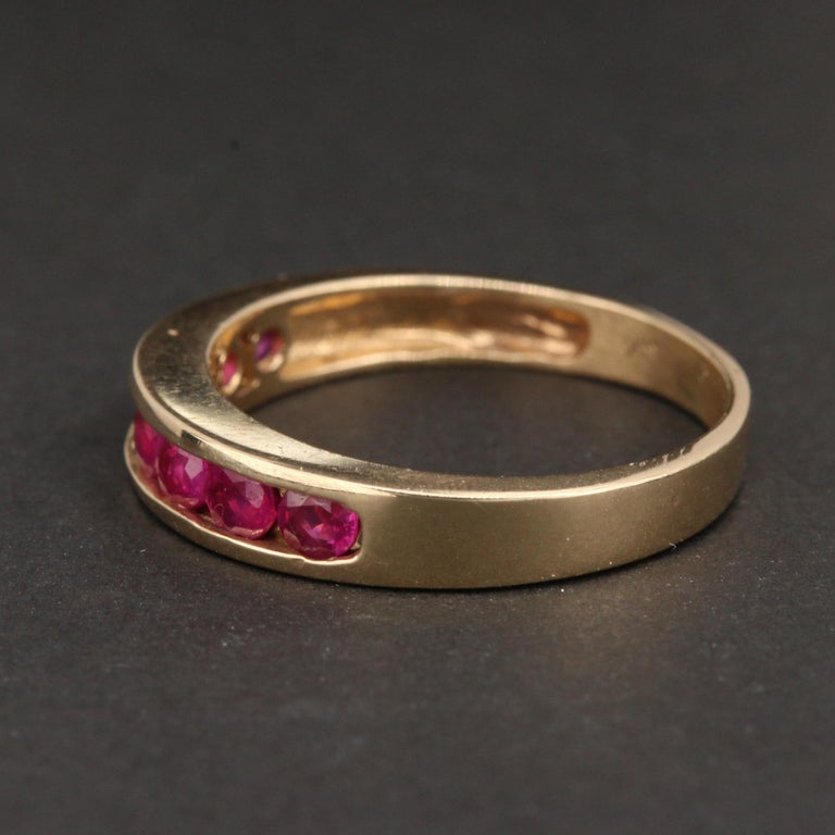 Customizable Half Eternity Ruby Bridal Wedding Band, Minimalist Ruby ...