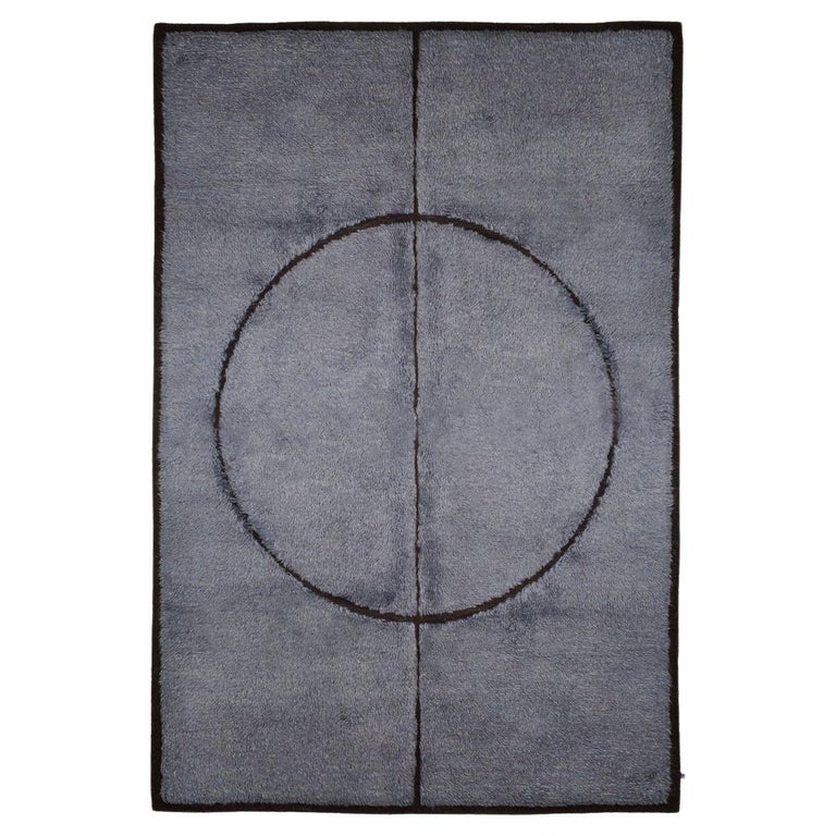Half Moon Area Shag Rug, Hand Knotted For Sale at 1stDibs