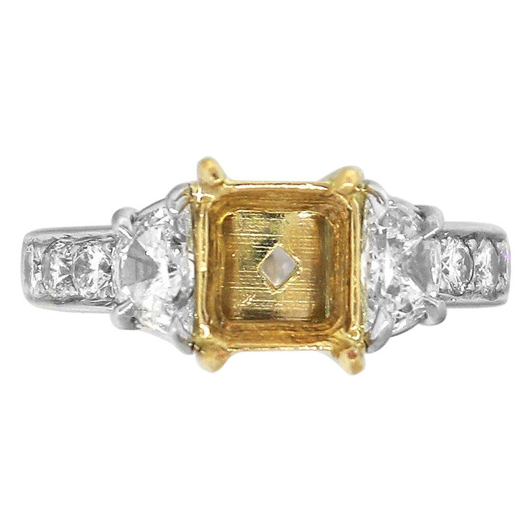 Half Moon Diamonds Engagement Mounting Ring For Sale at 1stDibs
