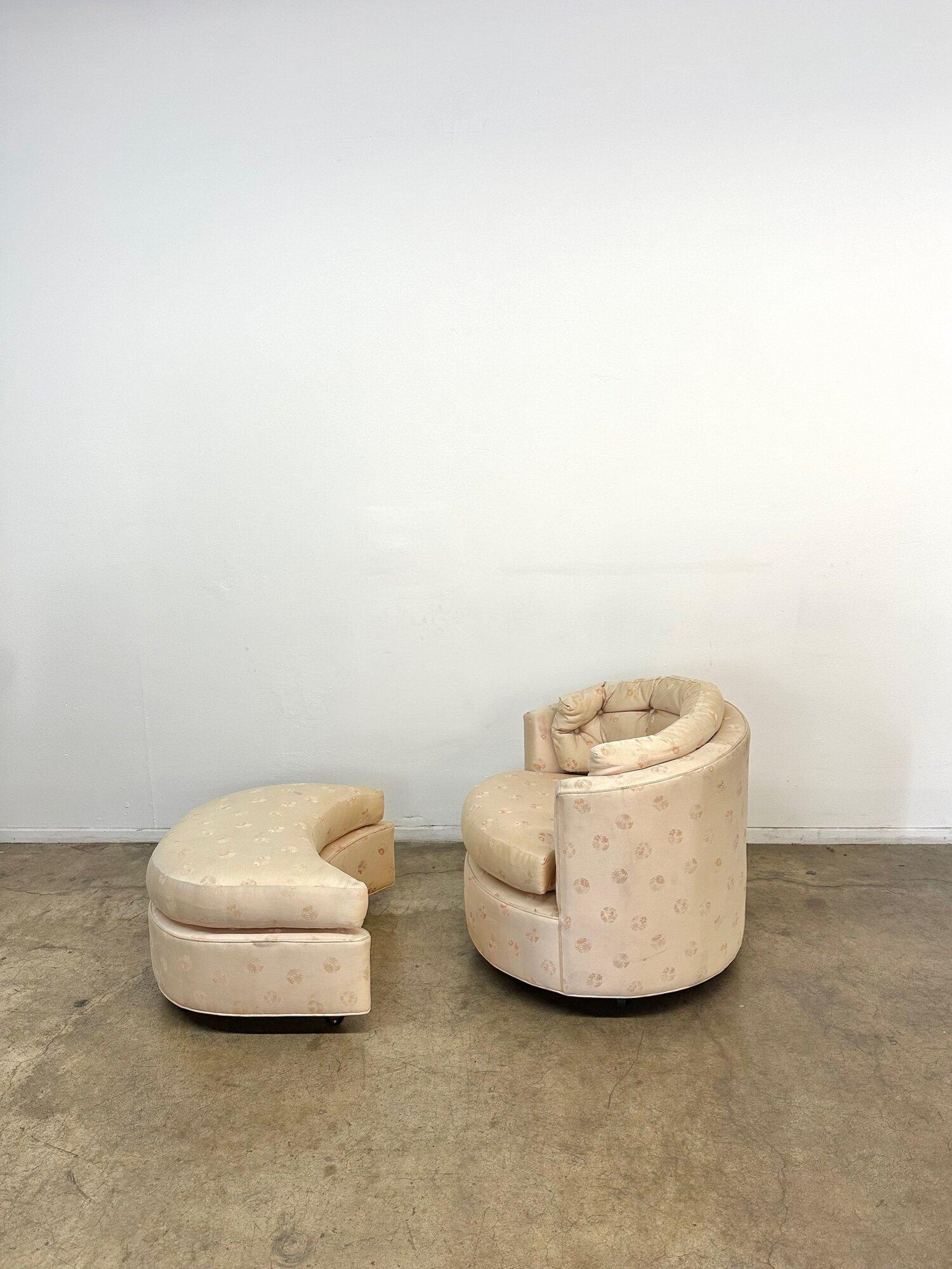 Half Moon Lounge Chair and Ottoman For Sale at 1stDibs