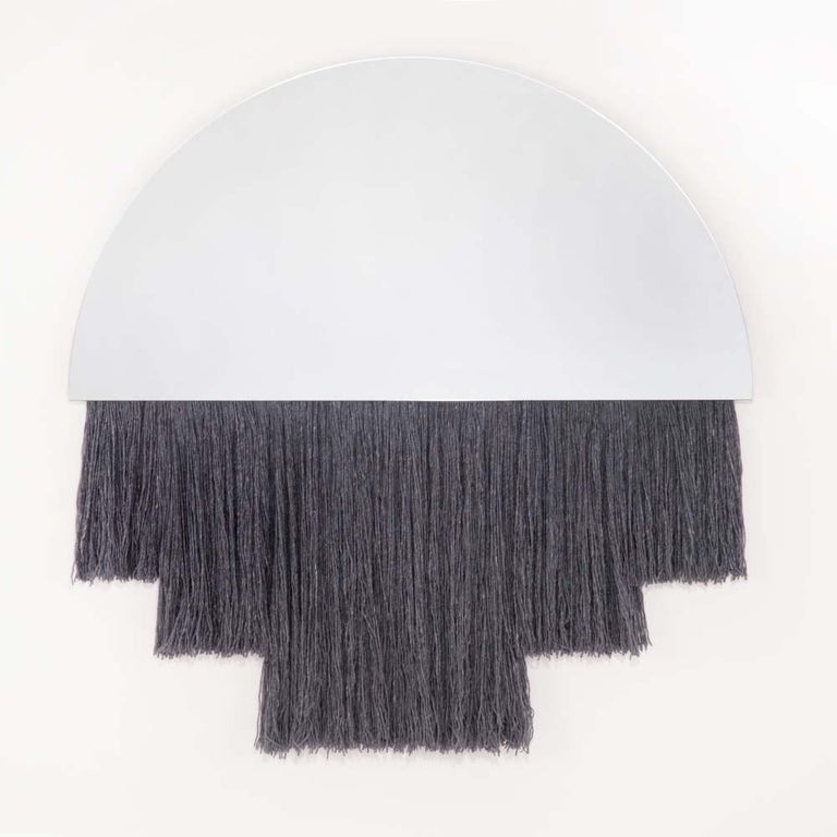 Half Moon Mirror Clear Glass and Light to Dark Grey Tinted Fiber For ...