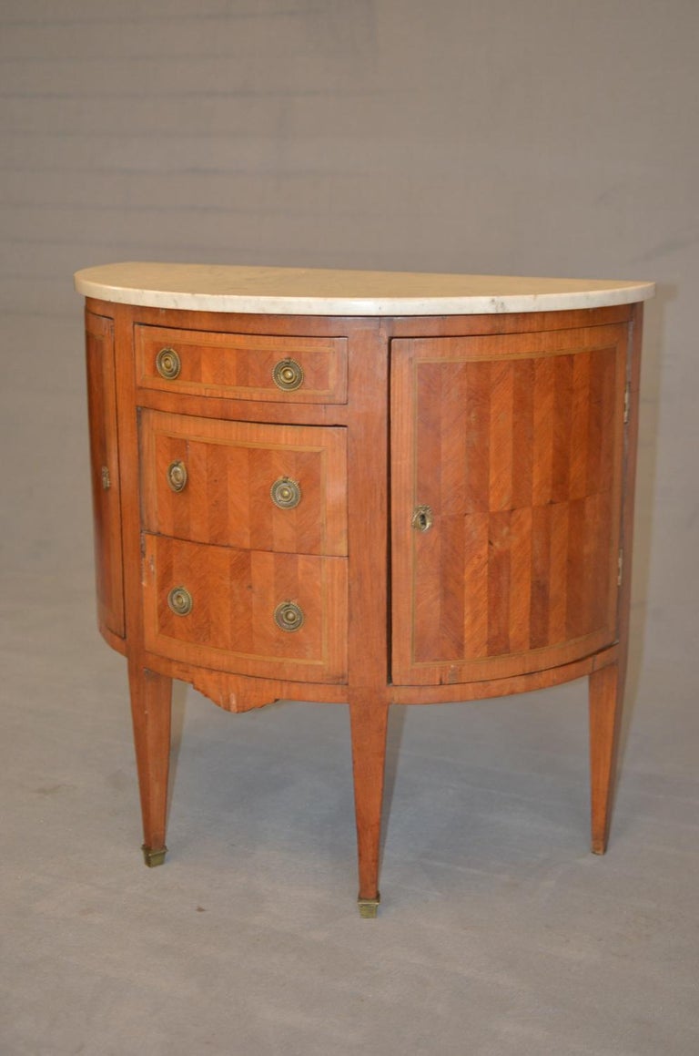 Half-Moon Sideboard Napoleon III in Rosewood with French White Marble ...