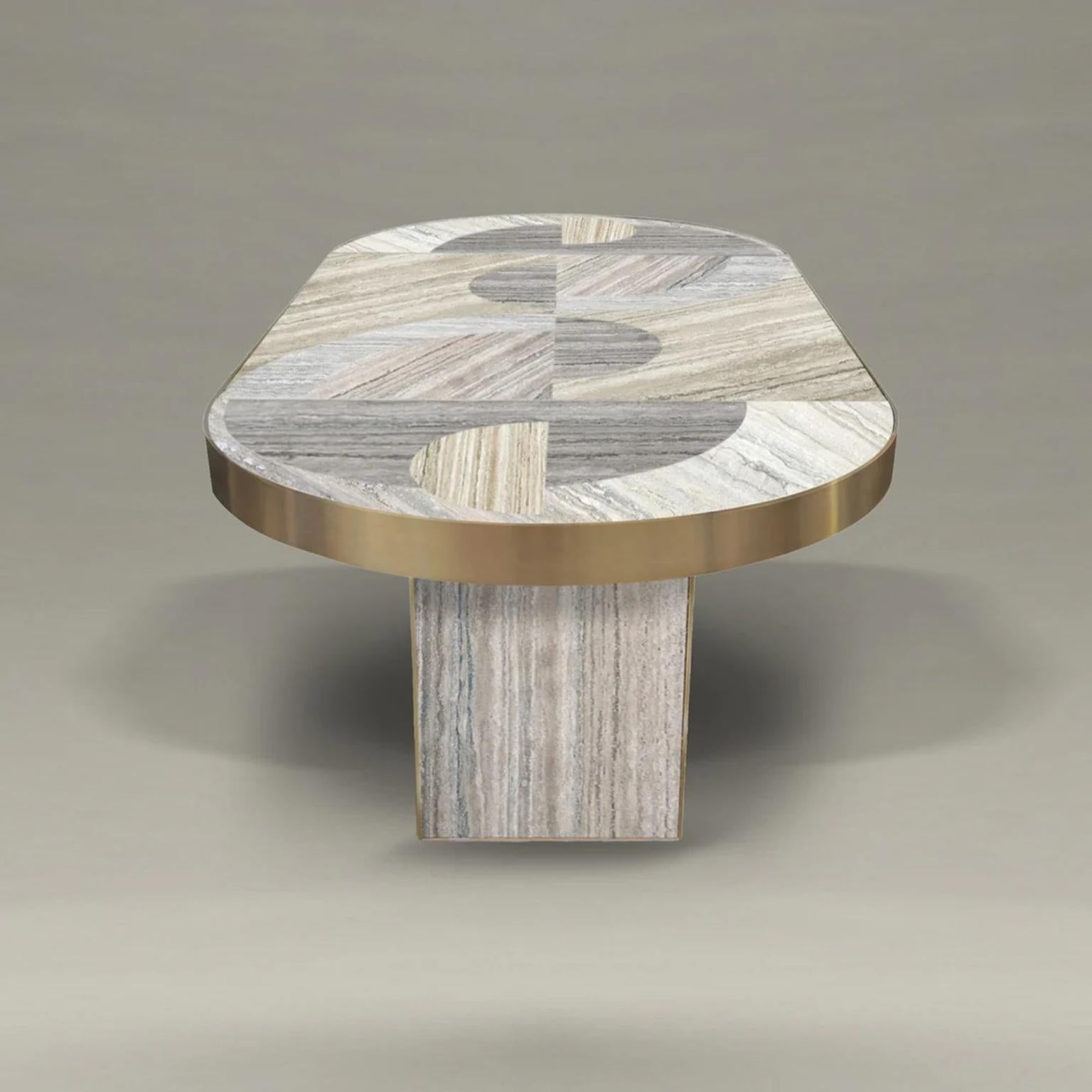 Half Moon Travertine Dining Table by Bohinc Studio For Sale at 1stDibs