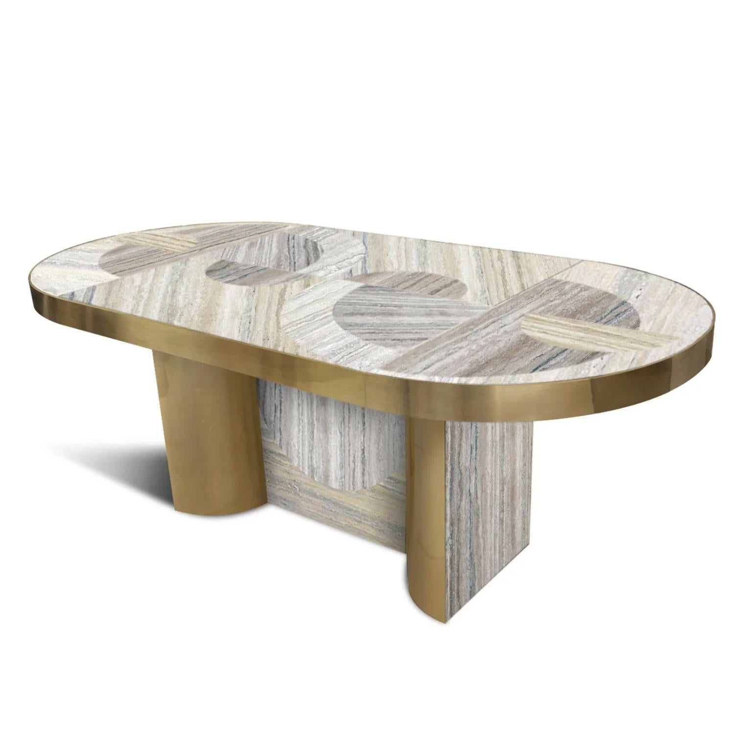 Half Moon Travertine Dining Table by Bohinc Studio For Sale at 1stDibs