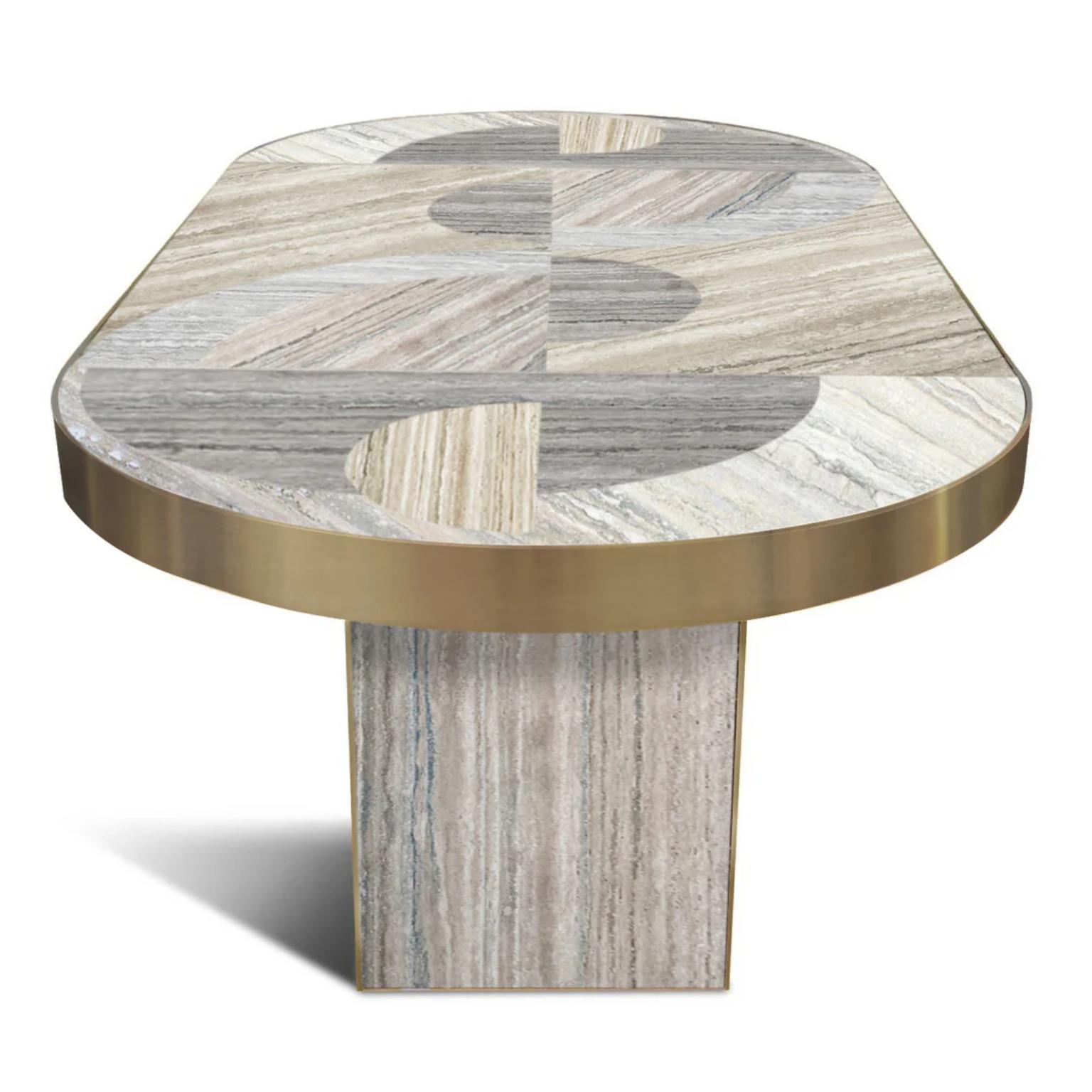 Half Moon Travertine Dining Table by Bohinc Studio For Sale at 1stDibs