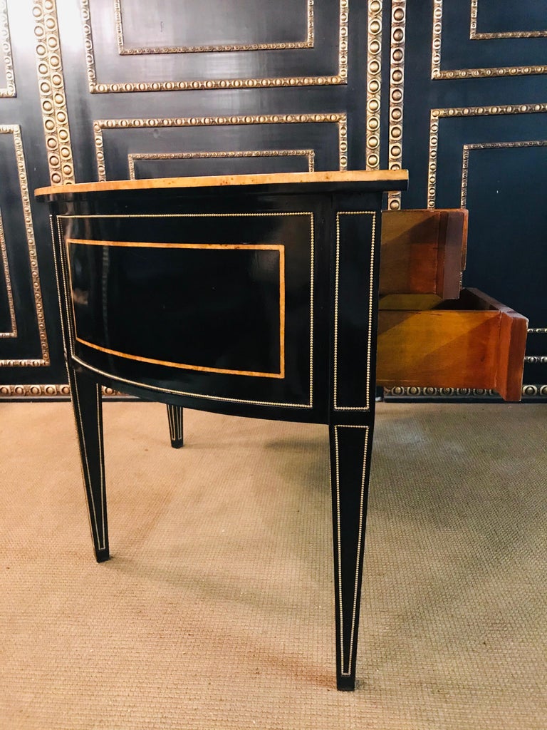 Half-Round Desk or Writing Table in Biedermeier Style Black Polished ...
