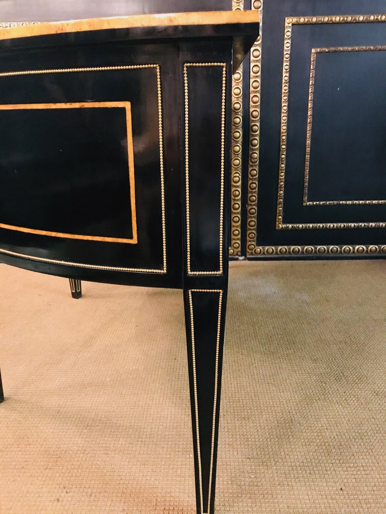 Half-Round Desk or Writing Table in Biedermeier Style Black Polished ...