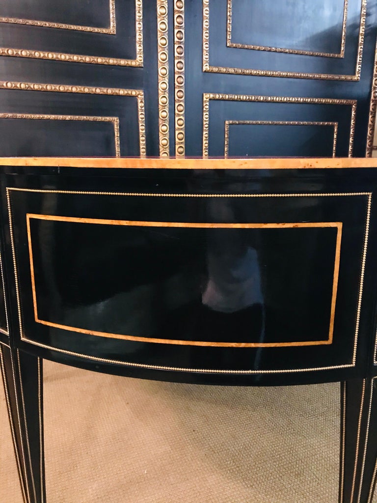 Half-Round Desk or Writing Table in Biedermeier Style Black Polished ...