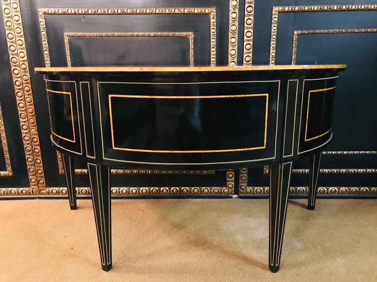 Half-Round Desk or Writing Table in Biedermeier Style Black Polished ...