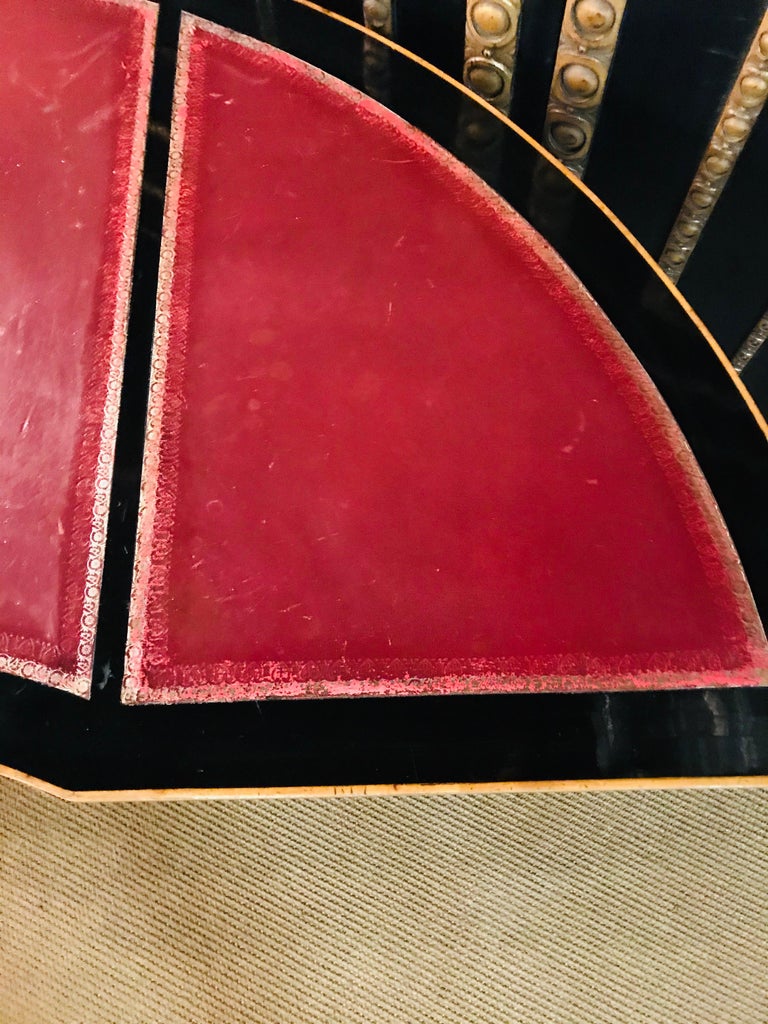 Half-Round Desk or Writing Table in Biedermeier Style Black Polished ...