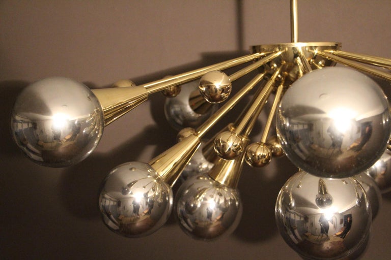 Half Sputnik Mercurised Silver Color Murano Glass Globes Chandelier at ...