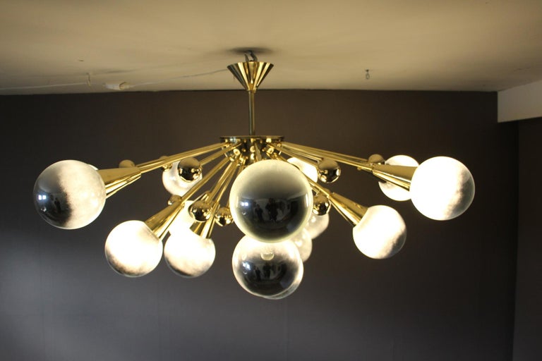 Half Sputnik Mercurised Silver Color Murano Glass Globes Chandelier at ...
