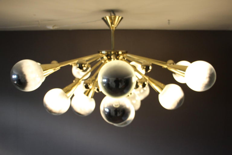 Half Sputnik Mercurised Silver Color Murano Glass Globes Chandelier at ...