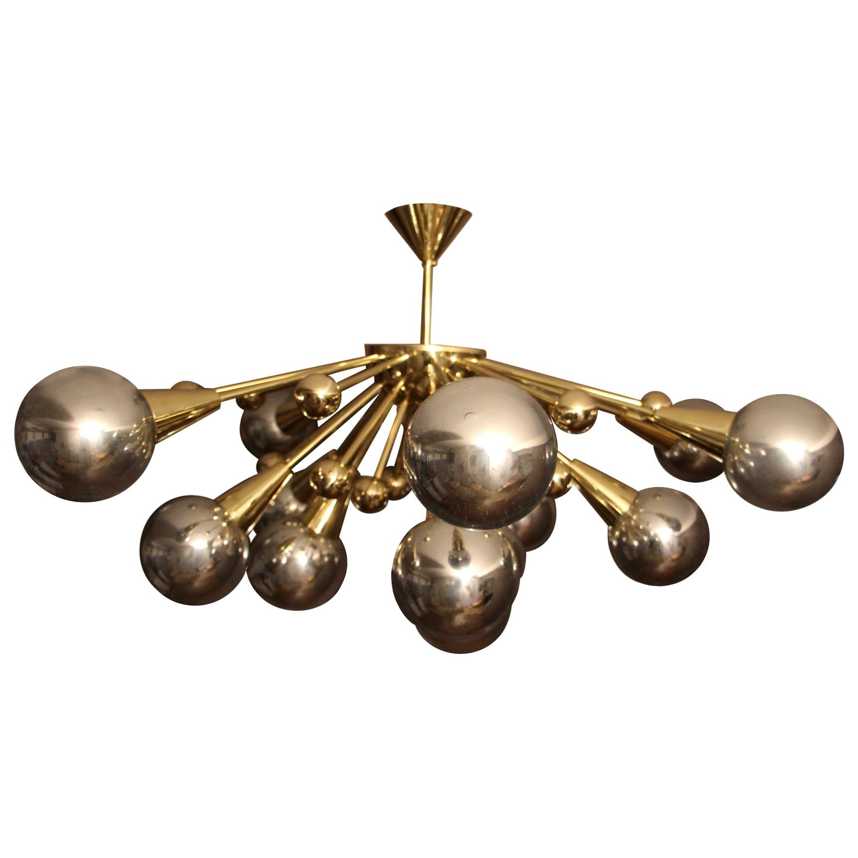 Half Sputnik Mercurised Silver Color Murano Glass Globes Chandelier at ...