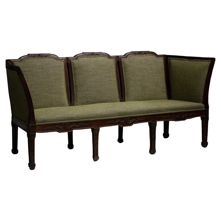 Hall Sofa in Linen Wool Blend, France, circa 1840 For Sale at 1stDibs