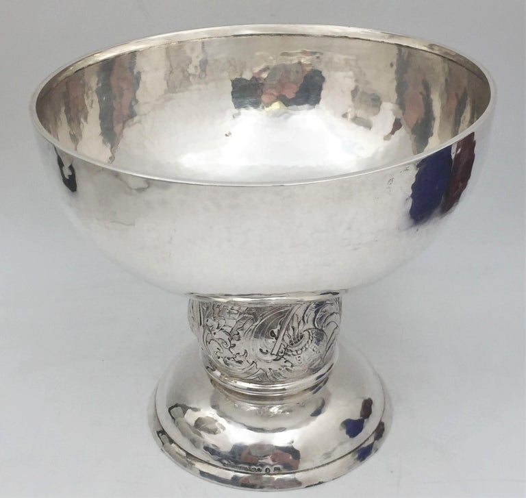 Hallberg Swedish Silver 1919 Art Nouveau Hand Hammered Compote Bowl For ...
