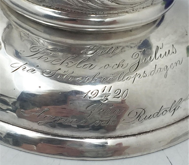 Hallberg Swedish Silver 1919 Art Nouveau Hand Hammered Compote Bowl For ...