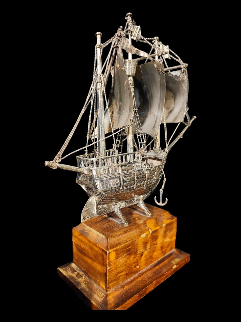 Hallmarked Sterling Silver Boat Nef For Sale at 1stDibs