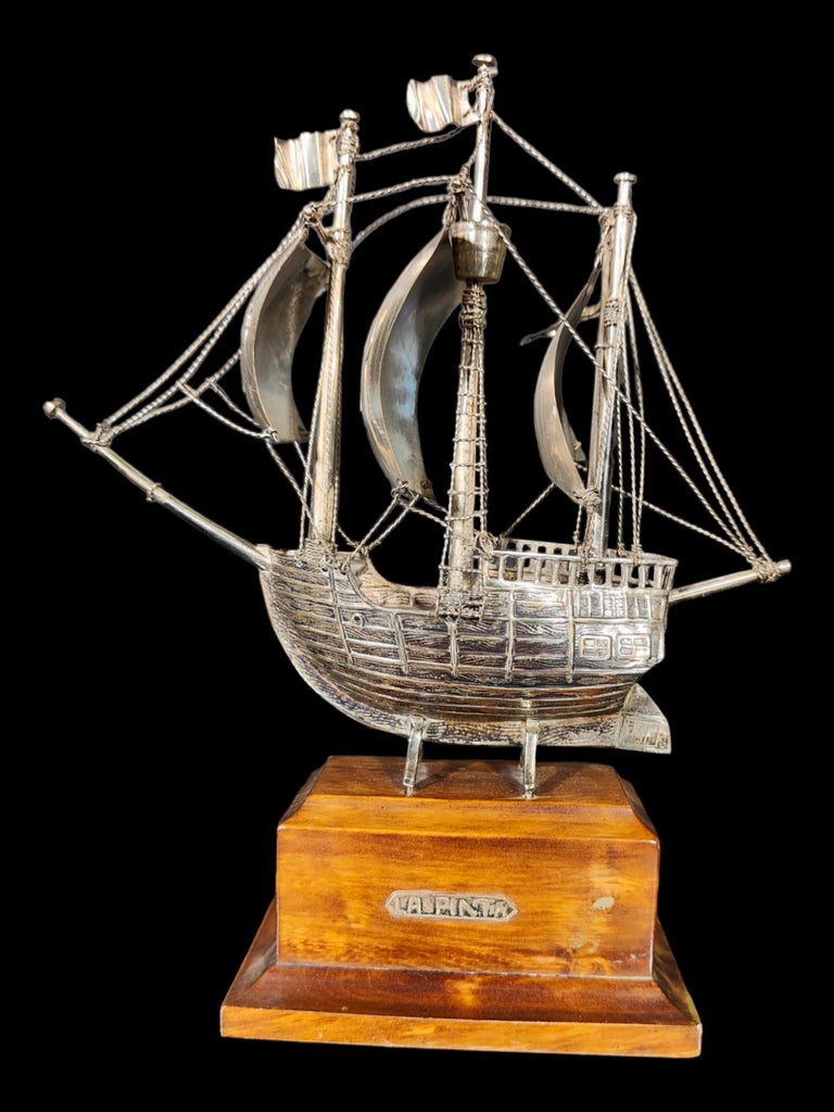 Hallmarked Sterling Silver Boat Nef For Sale at 1stDibs