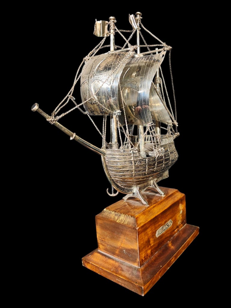 Hallmarked Sterling Silver Boat Nef For Sale at 1stDibs