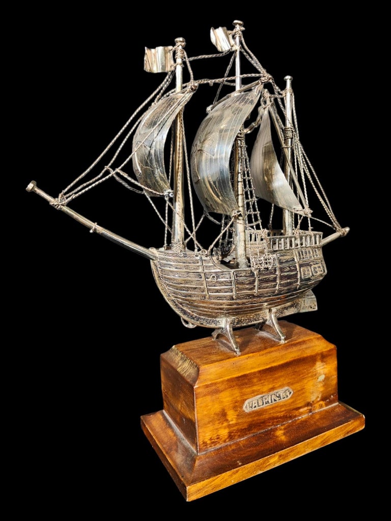 Hallmarked Sterling Silver Boat Nef For Sale at 1stDibs